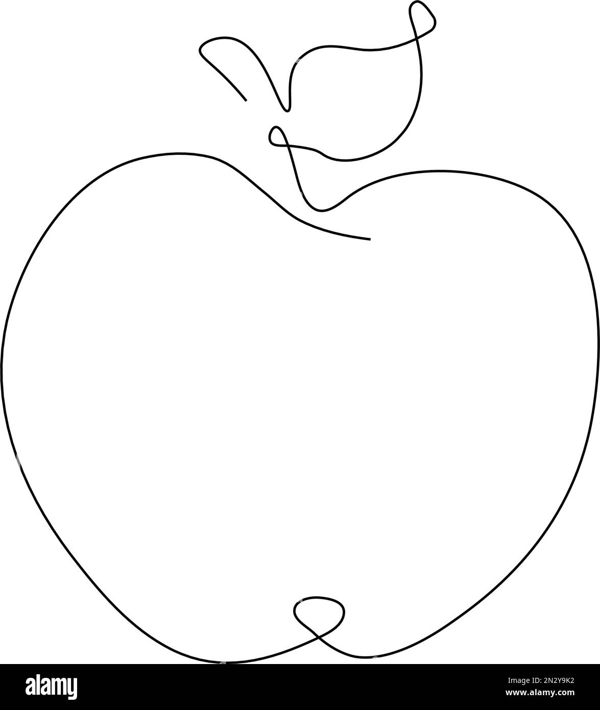 Apple - one line drawing. Continuous line. Hand-drawn minimalist ...