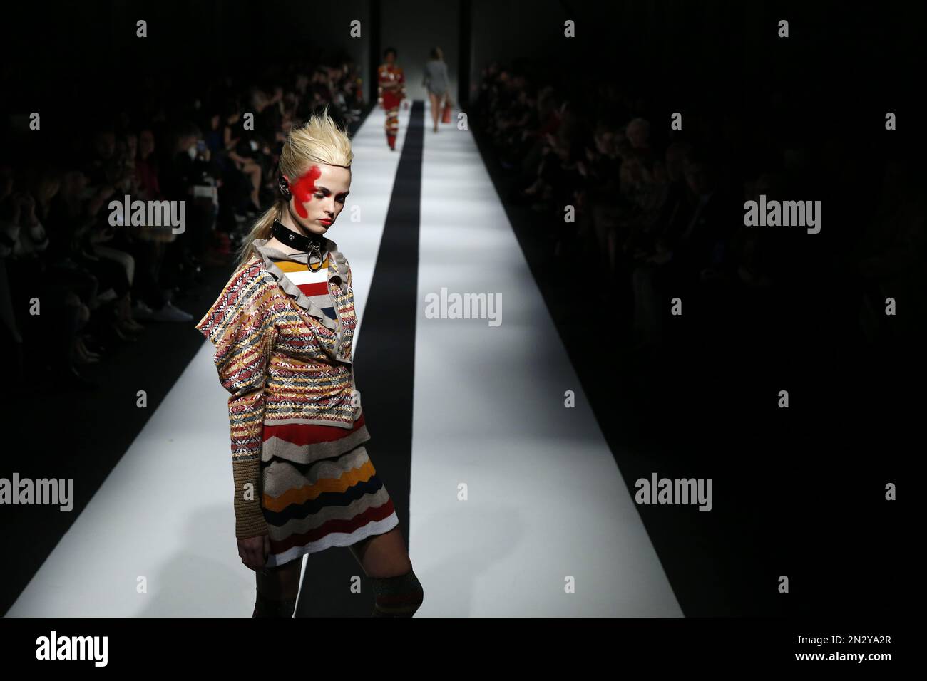 A model wears an outfit by designer Vivienne Westwood, for the Autumn ...