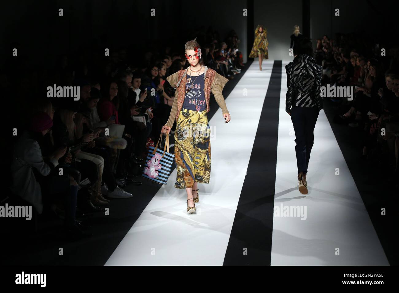 A model wears an outfit by designer Vivienne Westwood, for the Autumn ...