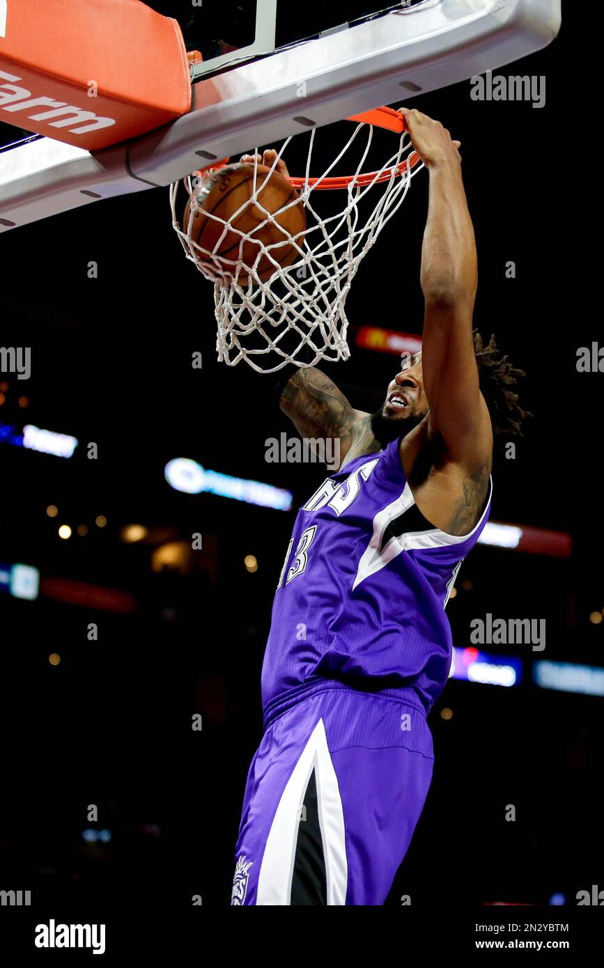 Sacramento Kings forward Derrick Williams scores against the Los ...