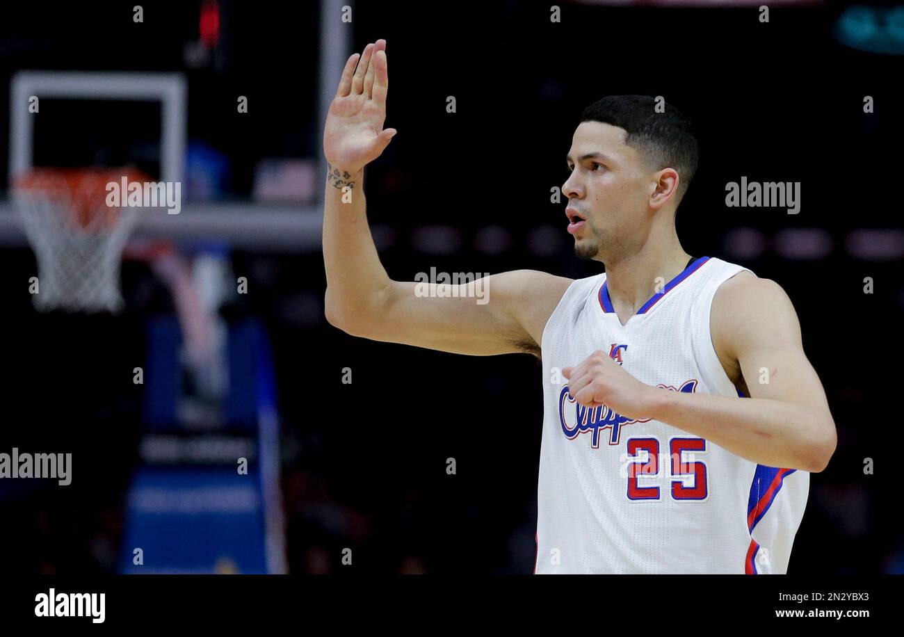 Los Angeles Clippers guard Austin Rivers celebrates against the ...