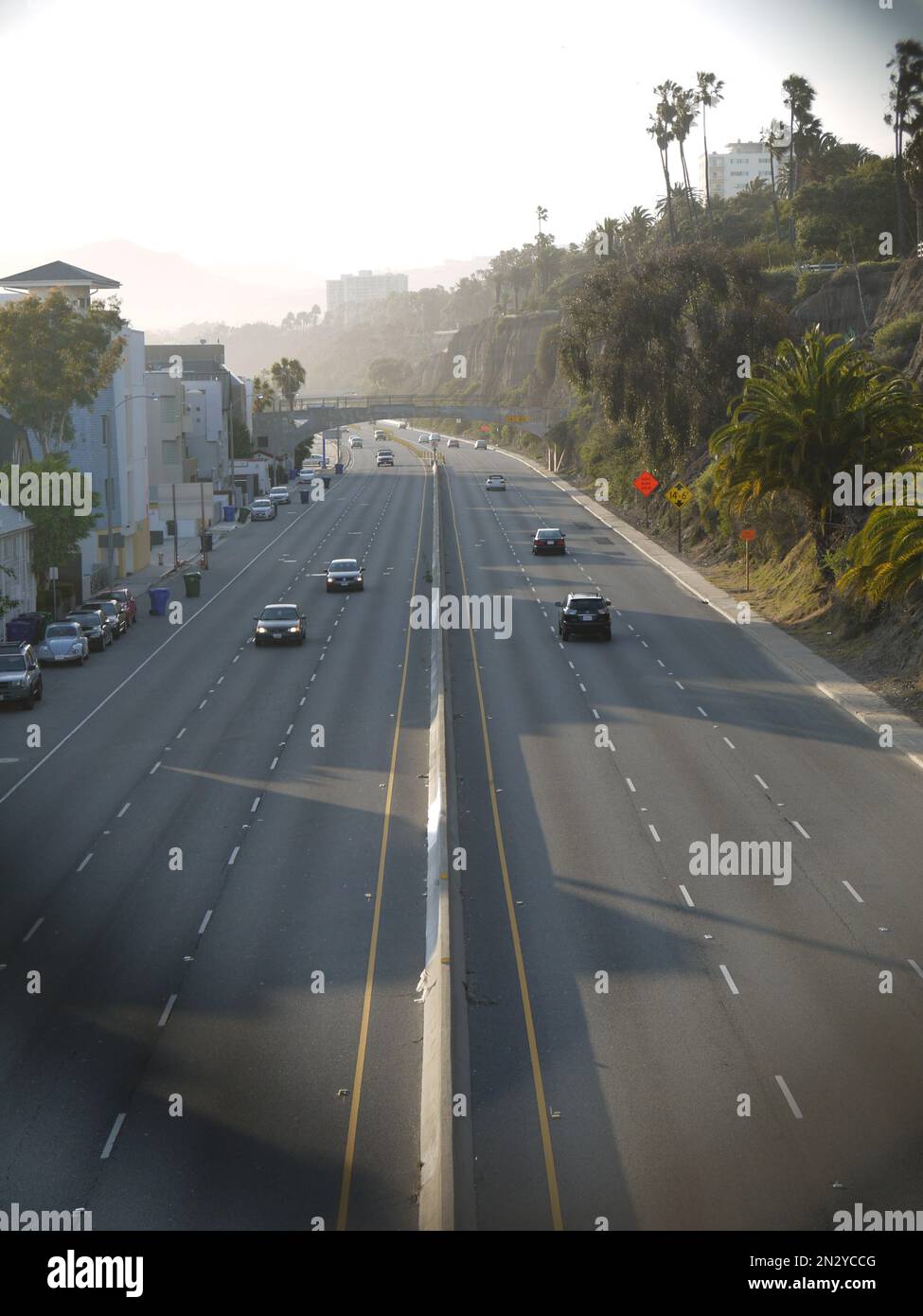 Crossing the Pacific Coast Highway from Palisades Park, Santa Monica ...