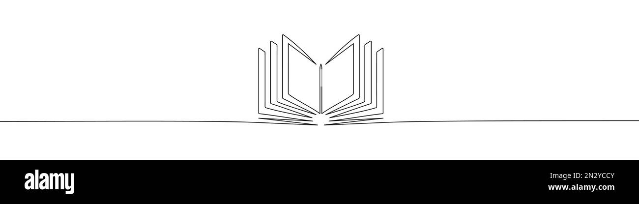 Continuous one line drawing silhouette of book. The book linear icon ...