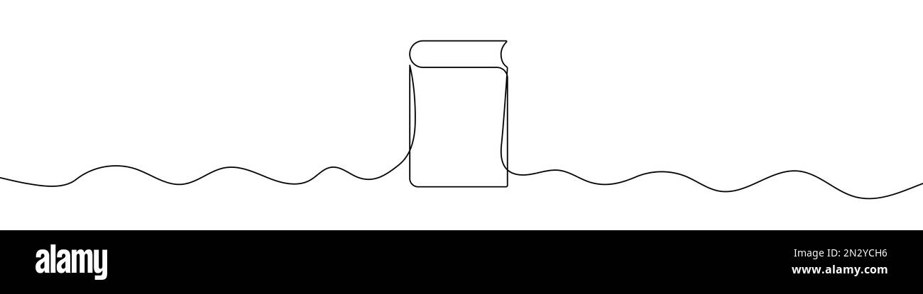 Continuous one line drawing silhouette of book. The book linear icon ...