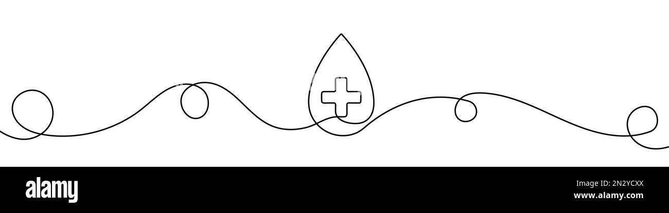 Continuous line drawing of blood drop. Blood drop line icon. One line ...