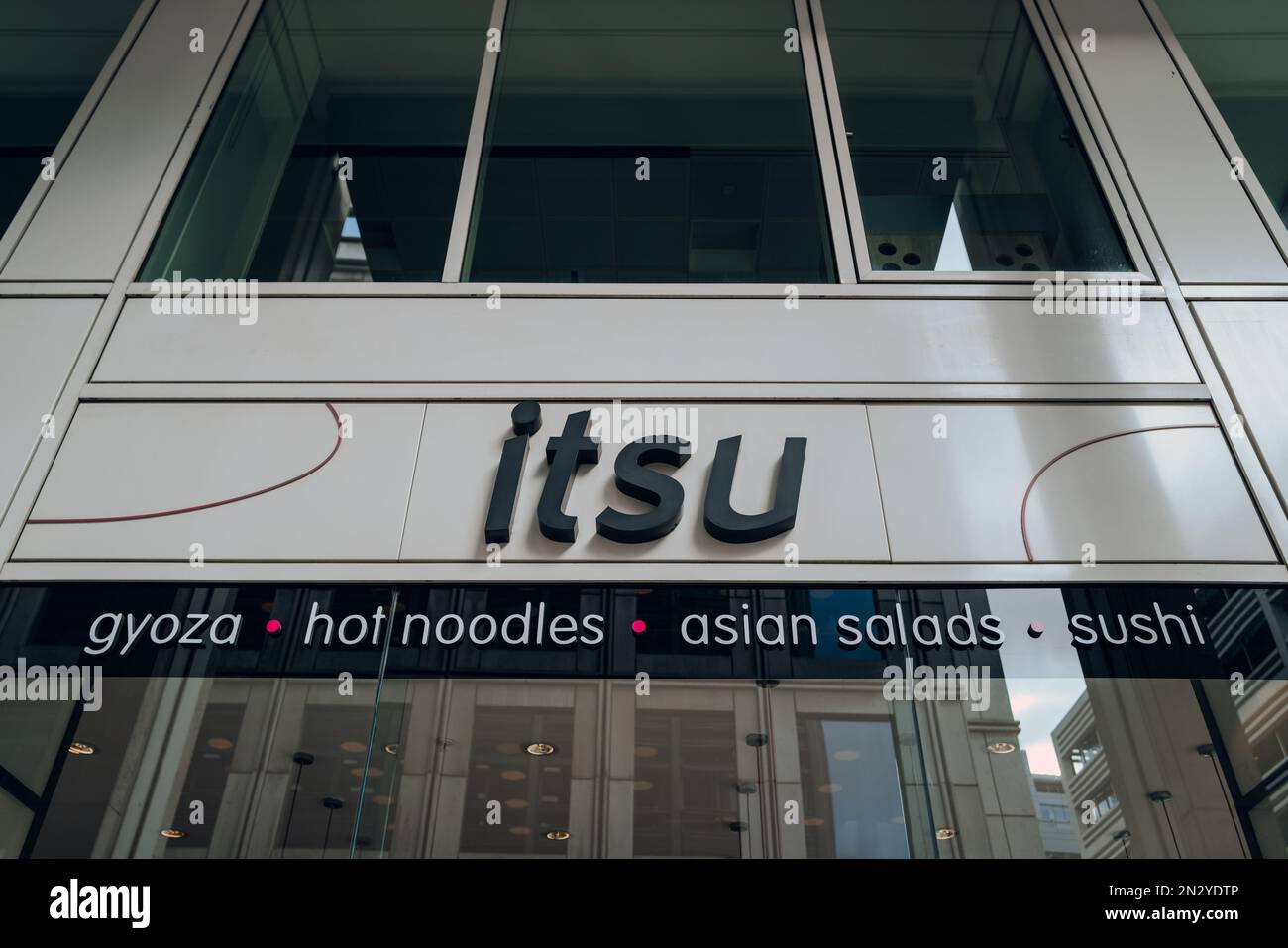 London, UK - February 02, 2023: Sign outside Itsu restaurant in the ...