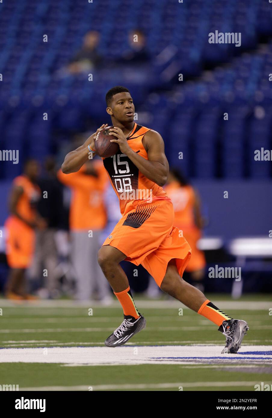 Florida State quarterback Jameis Winston runs through a drill at the ...