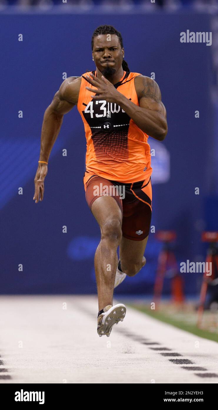 West Virginia wide receiver Kevin White runs the 40-yard dash at the ...
