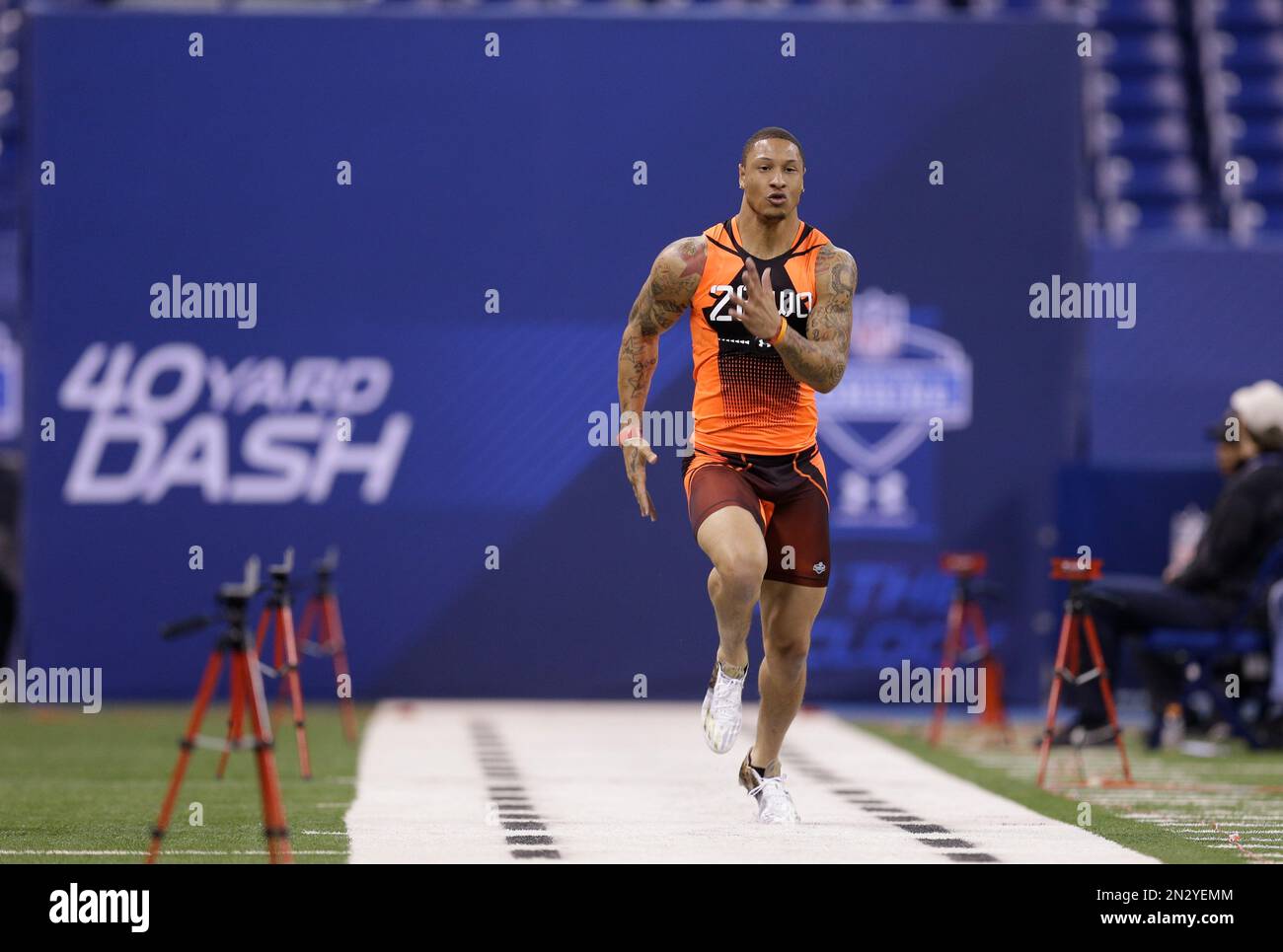 Maryland wide receiver Deon Long runs the 40-yard dash at the NFL ...