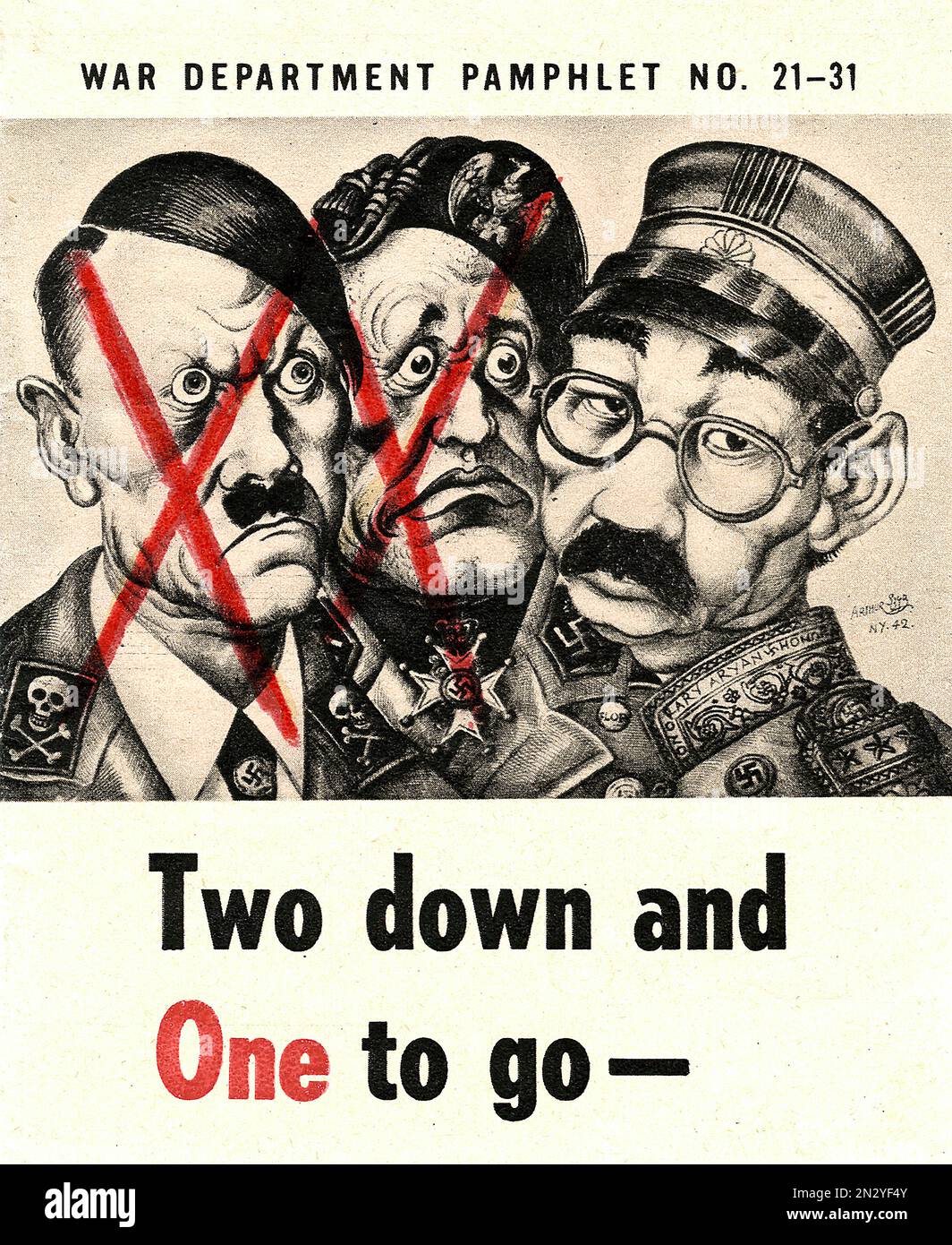 1945 'Two Down- One to Go' - World War II - Comic style U.S propaganda ...