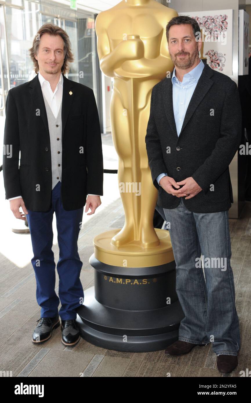 Bill Corso, left, and Dennis Liddiard pose at the 87th Academy Awards ...