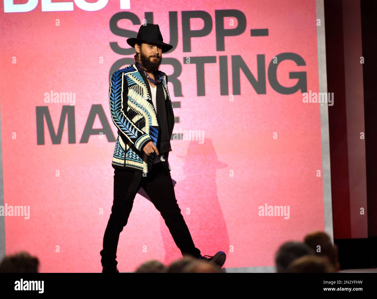 Jared Leto appears on stage to present the award for best supporting ...