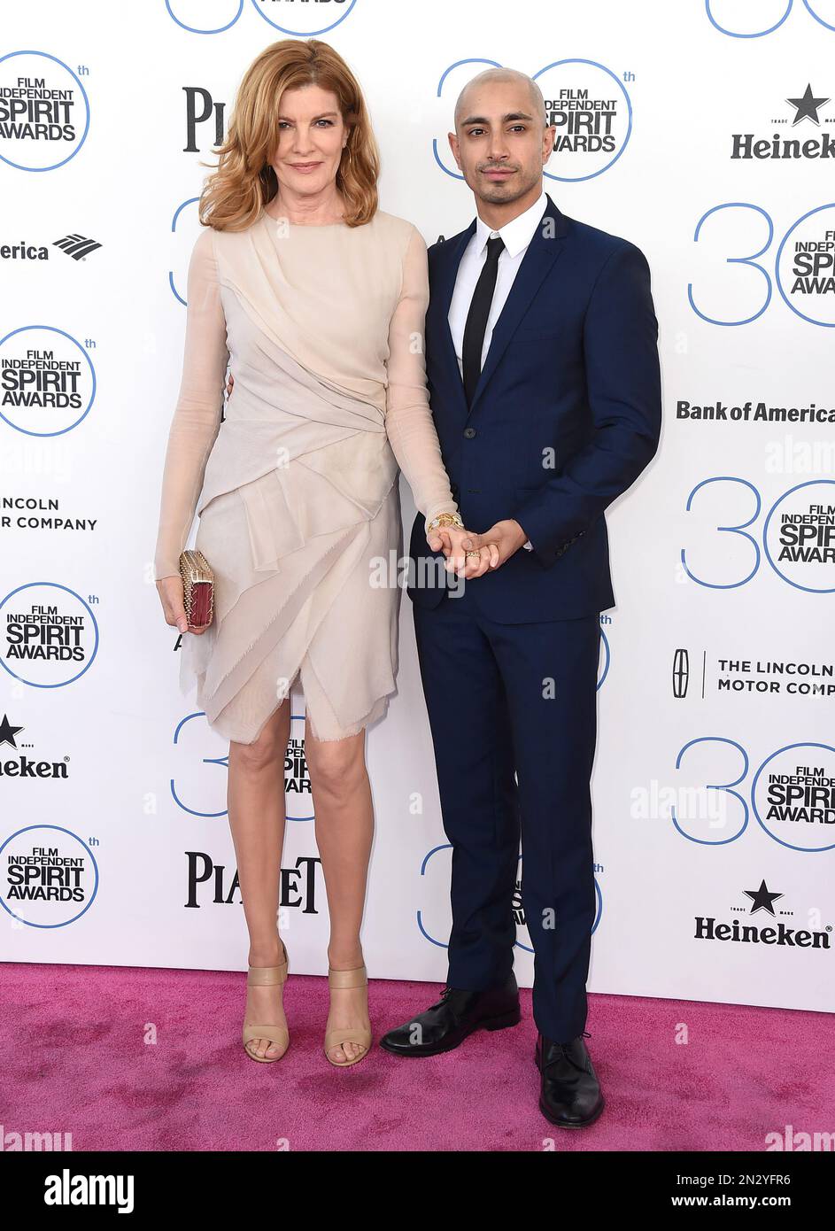 Rene Russo, left, and Riz Ahmed arrive at the 30th Film Independent ...