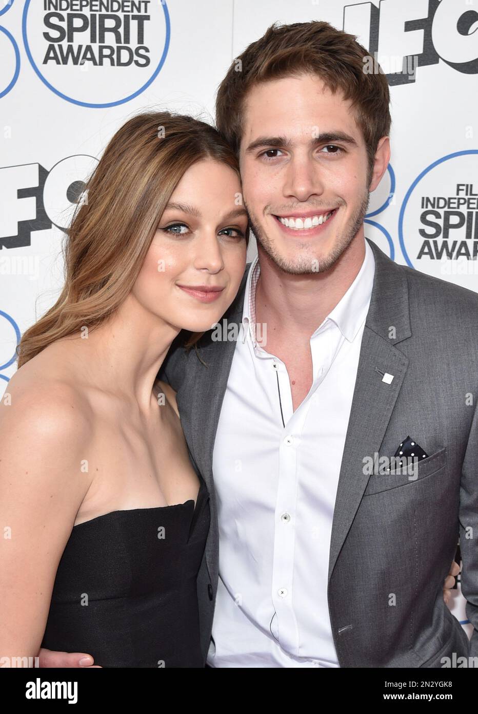 Melissa Benoist, left, and Blake Jenner arrive at the 30th Film Independent Spirit Awards on ...