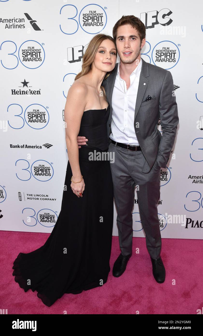 Melissa Benoist, left, and Blake Jenner arrive at the 30th Film Independent Spirit Awards on ...