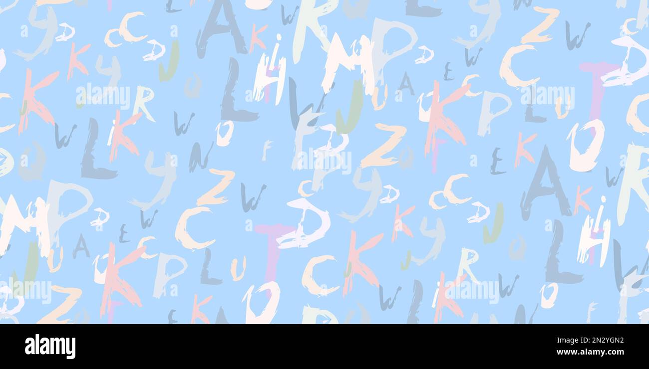 Color alphabet vector symbols. Seamless pattern of hand drawn brush ...