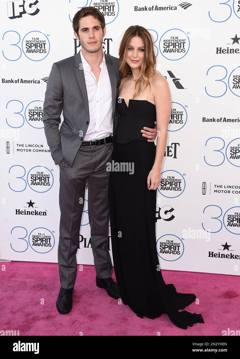 Blake Jenner, left, and Melissa Benoist arrive at the 30th Film Independent Spirit Awards on ...