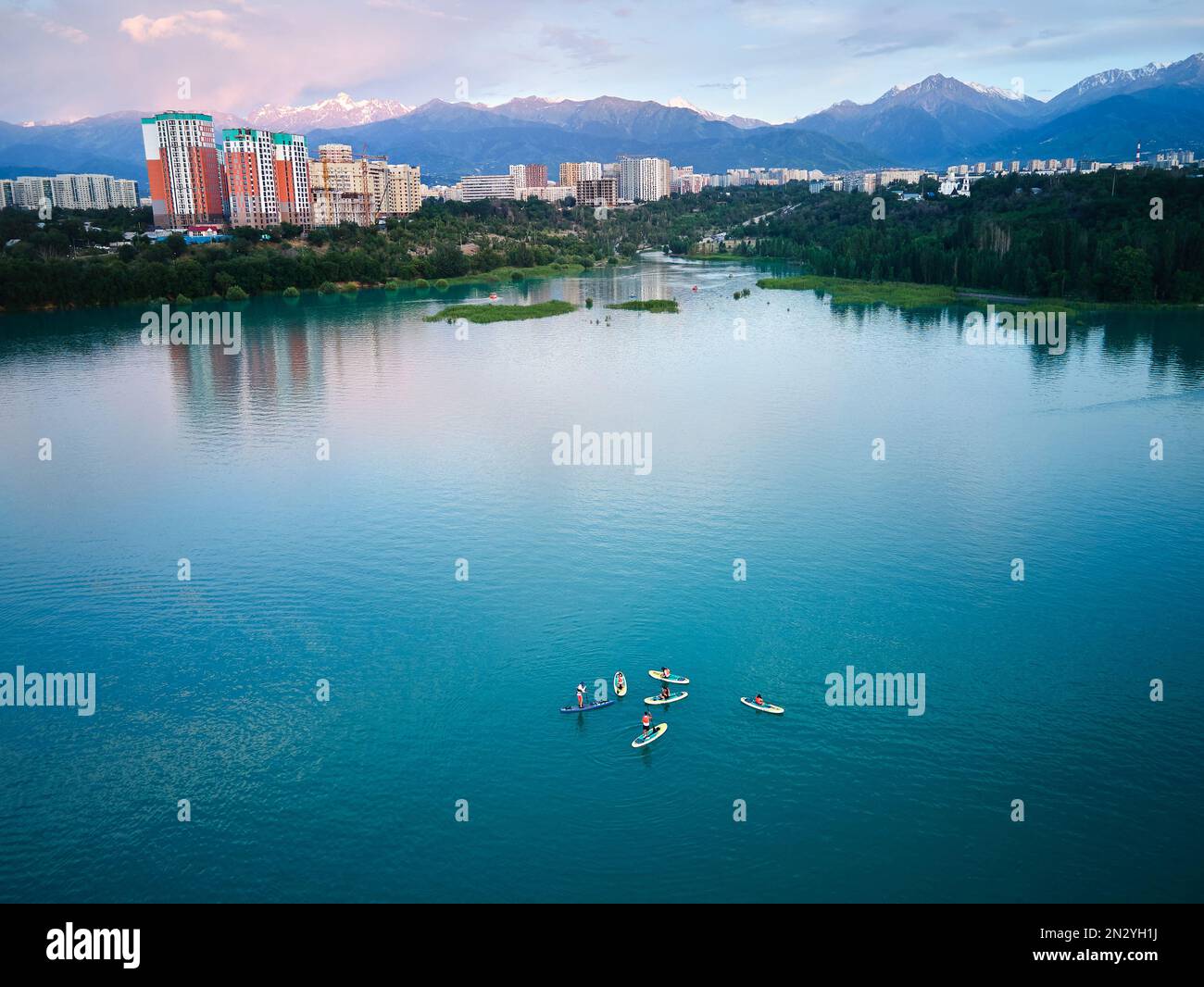 Drone aerial shot many surfer hi-res stock photography and images - Alamy