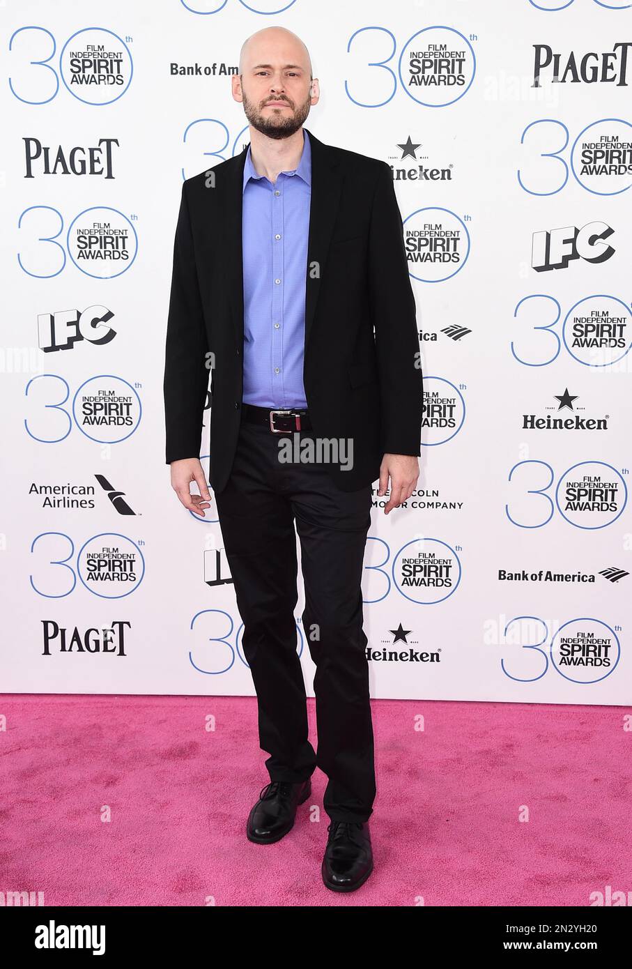 Chris Ohlson arrives at the 30th Film Independent Spirit Awards on Saturday, Feb. 21, 2015, in ...