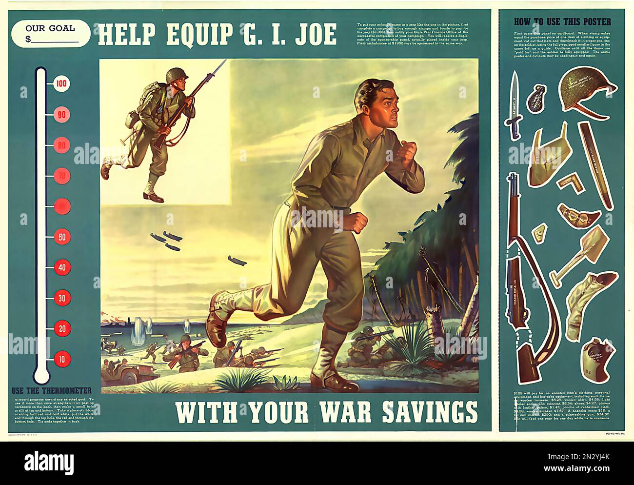 1944 Help equip G.I. Joe! - World War II - U.S propaganda Poster Stock ...
