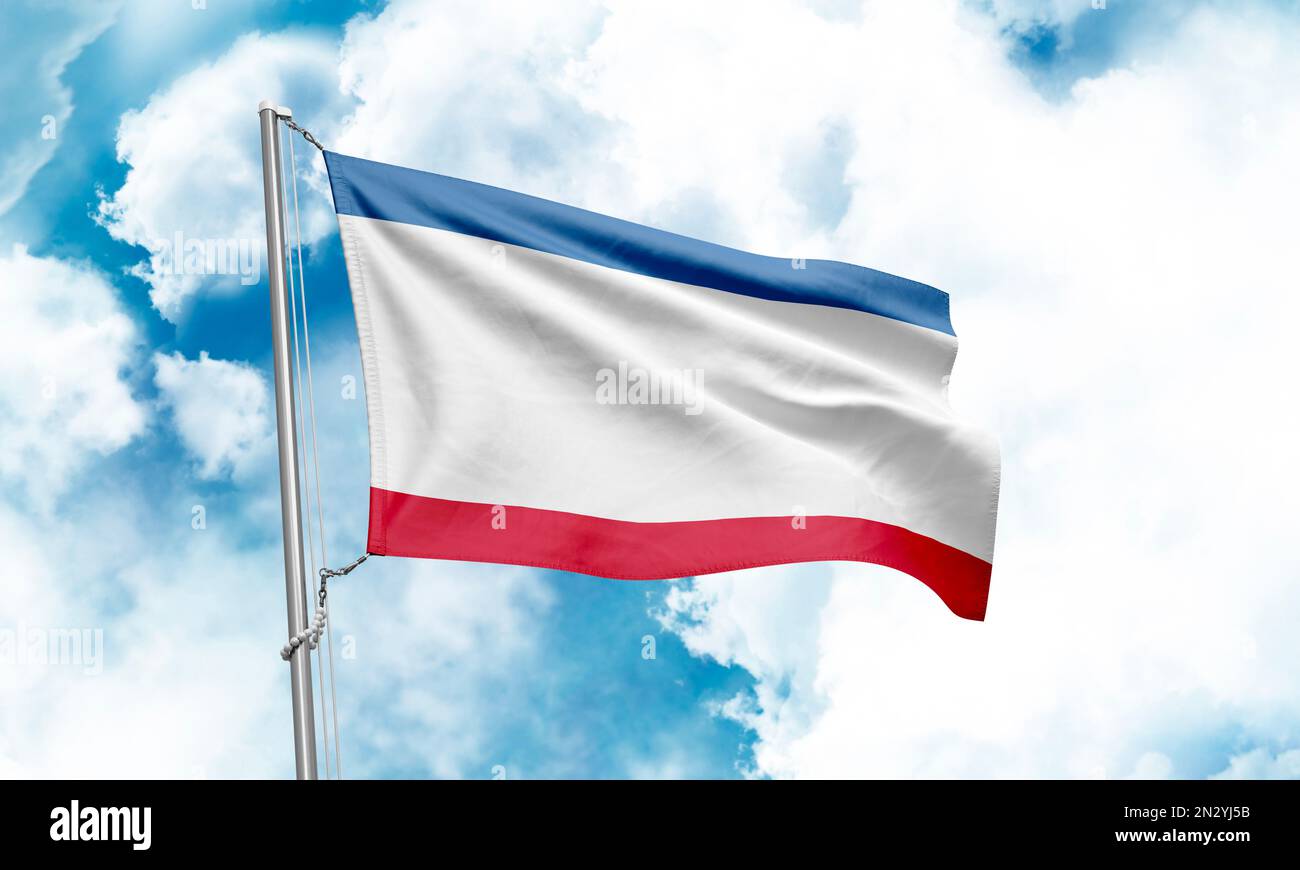 Crimea flag waving on sky background. 3D Rendering Stock Photo - Alamy