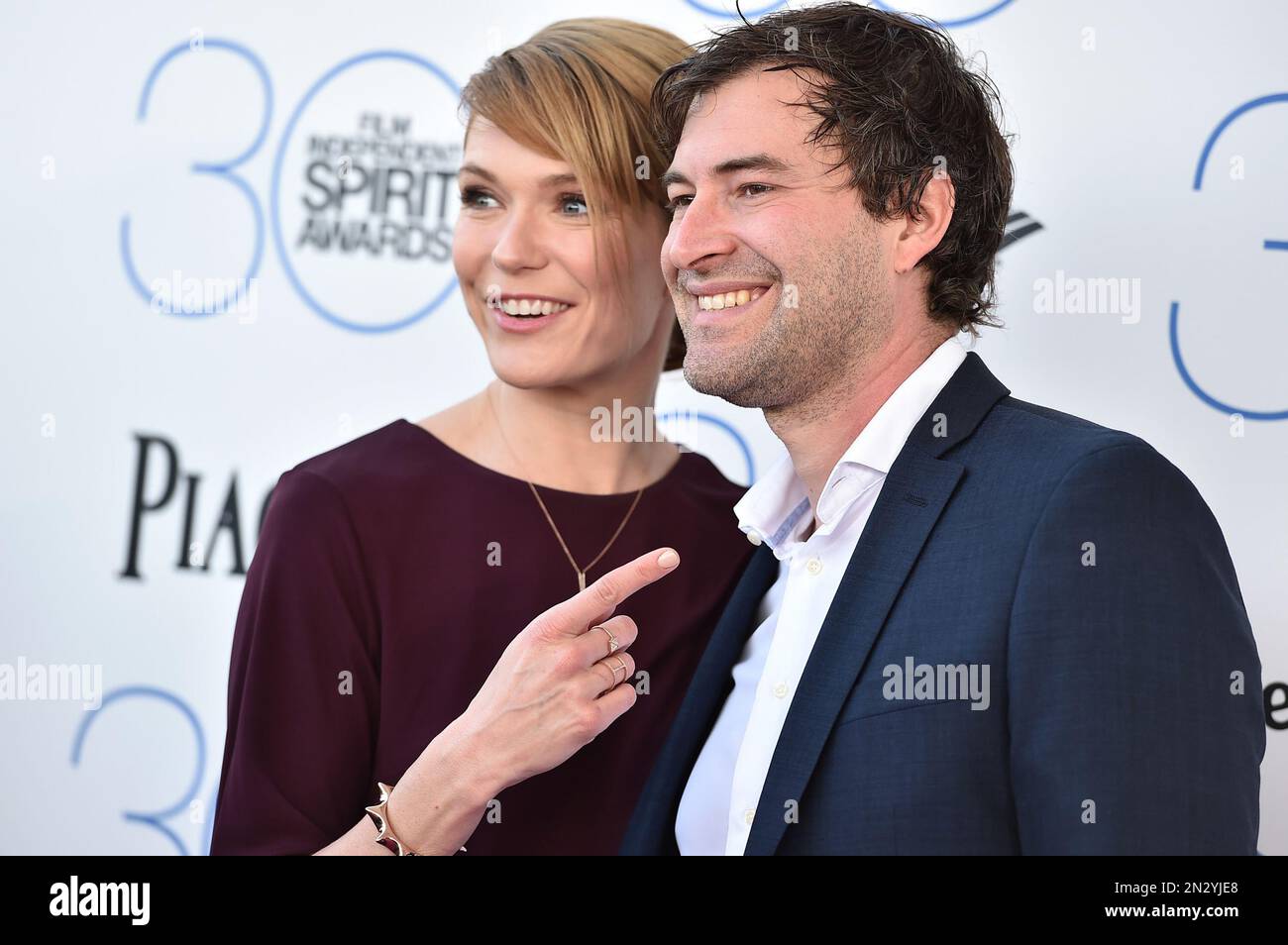 Mark Duplass, right, and Katie Aselton arrive at the 30th Film ...