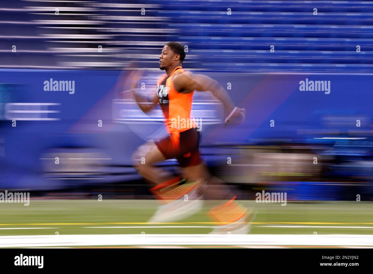 Northern Iowa running back David Johnson runs the 40-yard dash at the ...