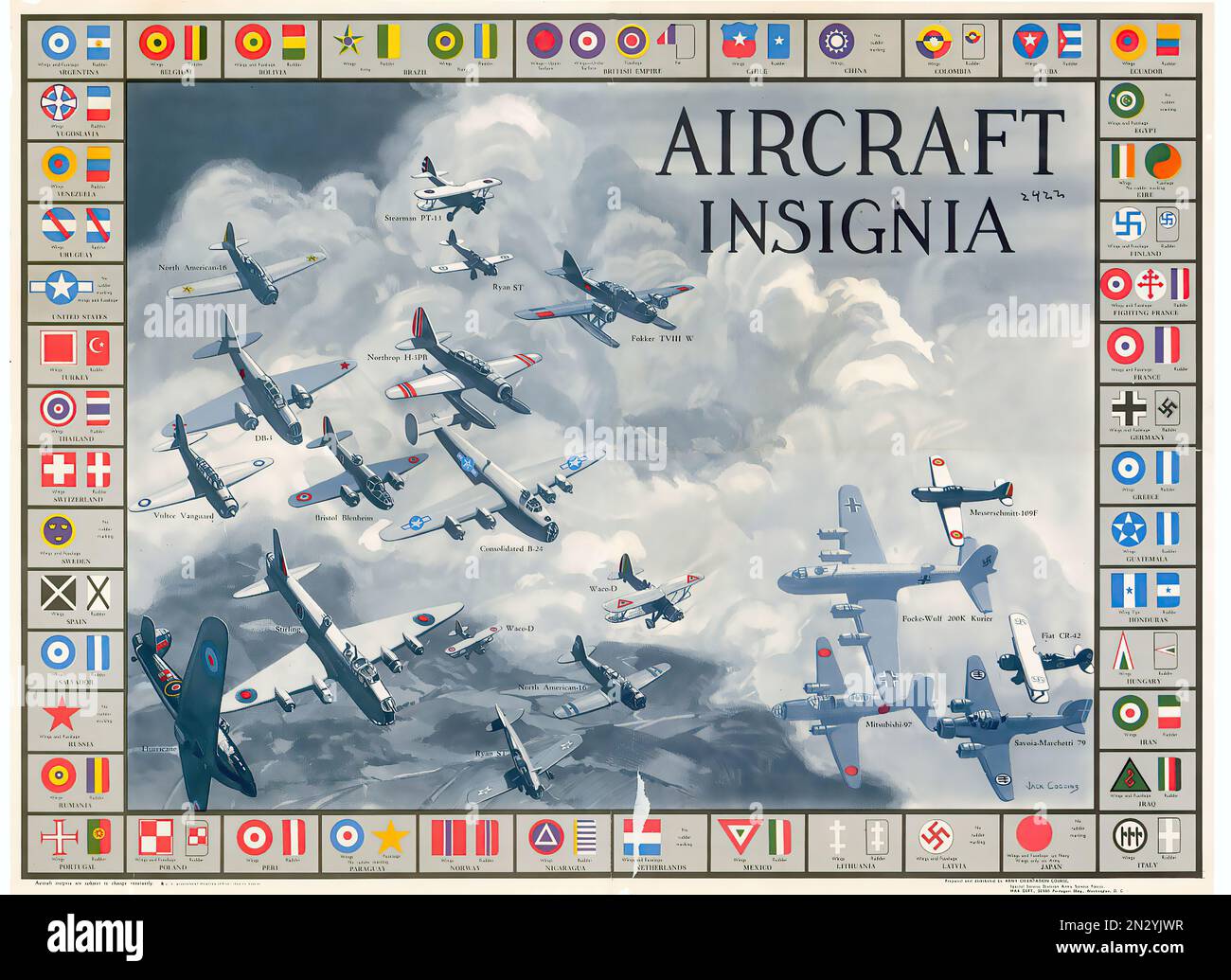 1944 Aircraft Insignia! - World War II - U.S propaganda Poster Stock ...