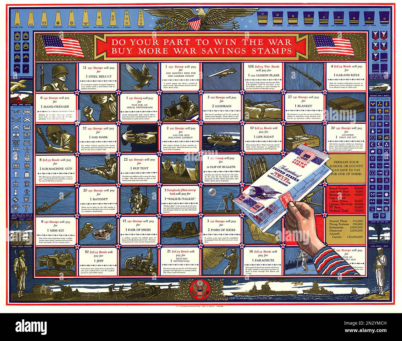 1942 War Savings Stamps! - World War II - U.S propaganda Poster Stock ...