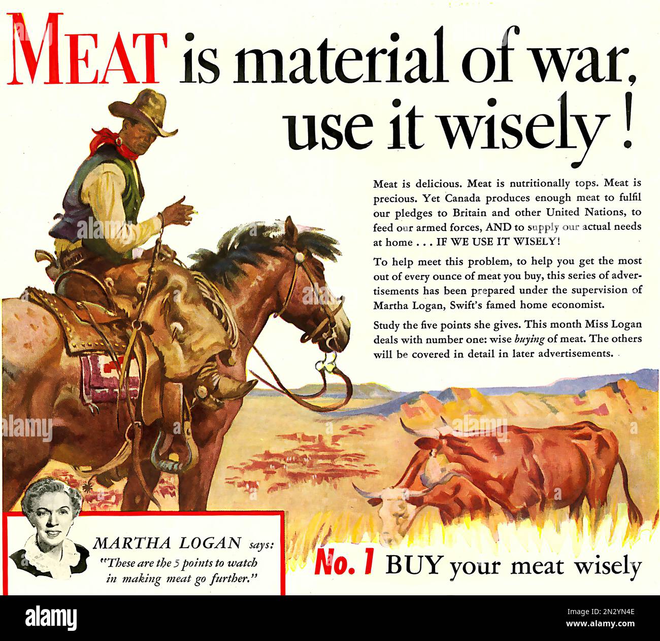1943 wise buying of meat! - World War II - U.S propaganda Poster Stock ...
