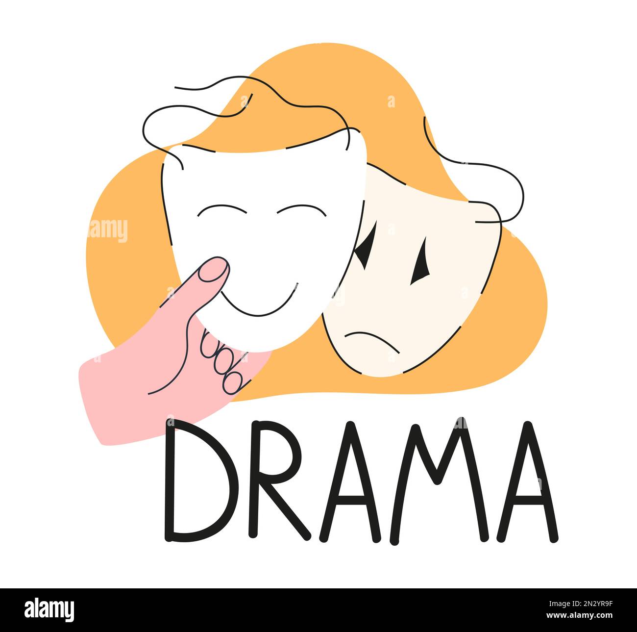 Drama lesson icon vector in doodle style. Secondary school icons. Back to school Stock Vector ...