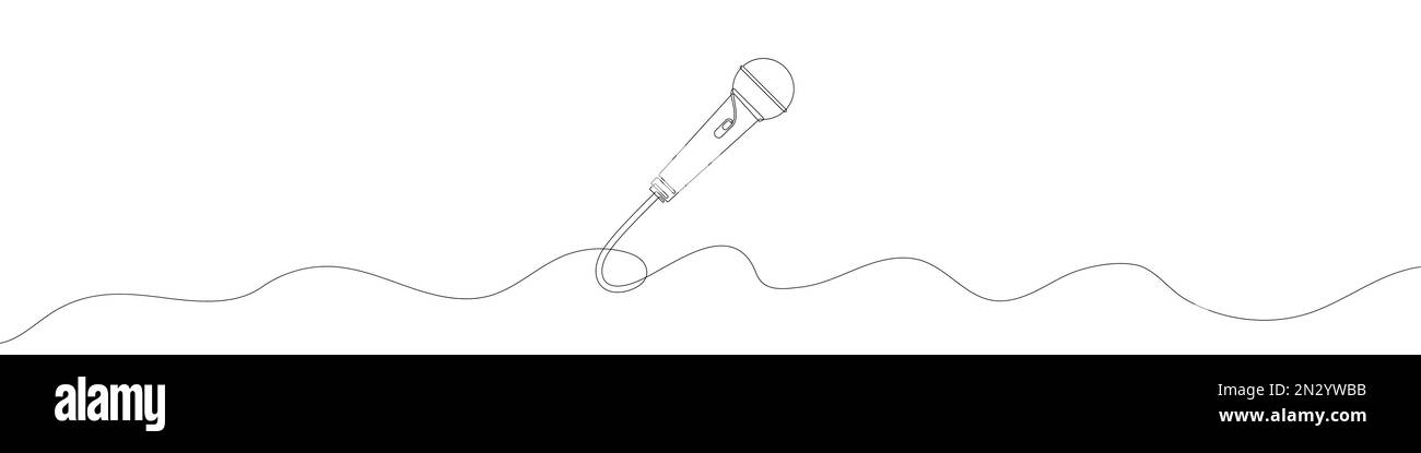 Continuous drawing of microphone. One line icon of microphone. One line ...