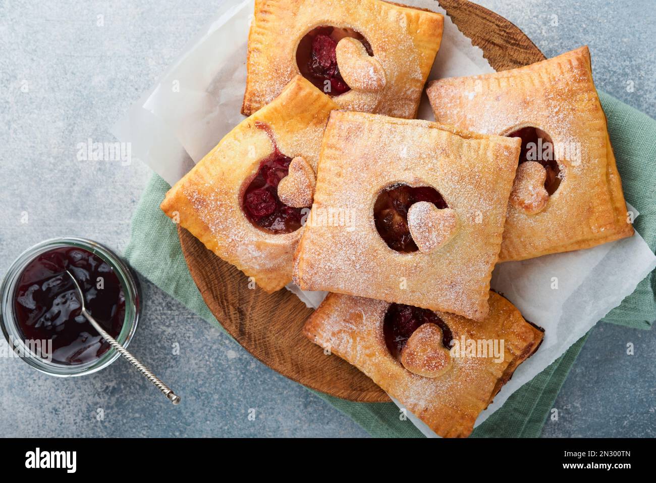 Valentines day heart shaped Hand pies. Mini puff pastry or hand pies ...