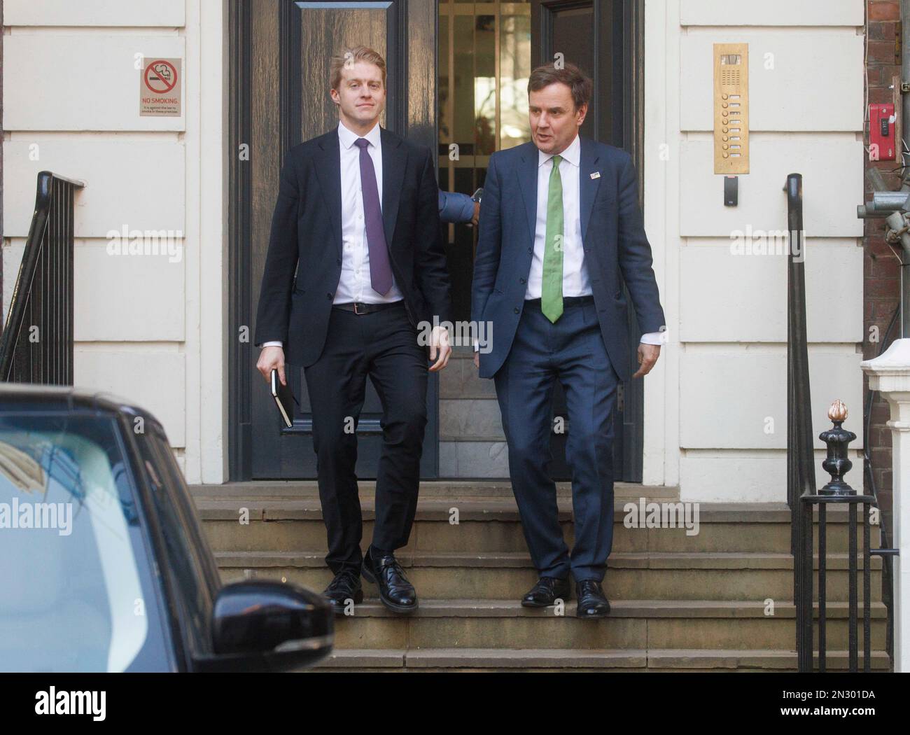London, UK. 7th Feb, 2023. Greg Hands leaves CCHQ. Rishi Sunak ...
