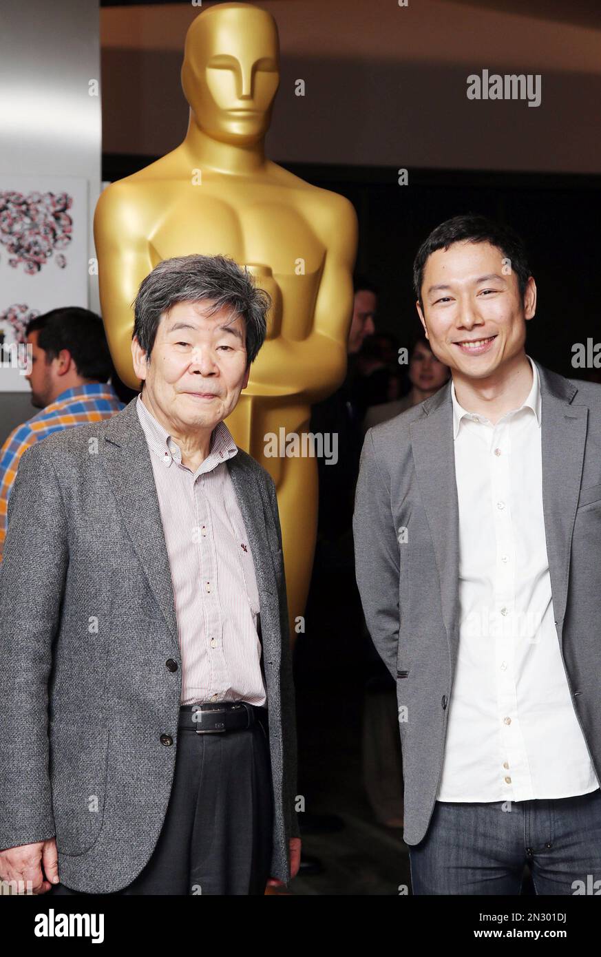 Sao Takahata, Yoshiaki Nishimura, arrive at 87th Academy Awards - Animated Features at Samuel ...