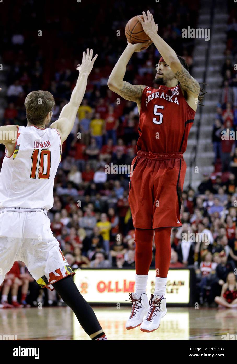 Nebraska forward Terran Petteway, right, shoots a 3-pointer over ...