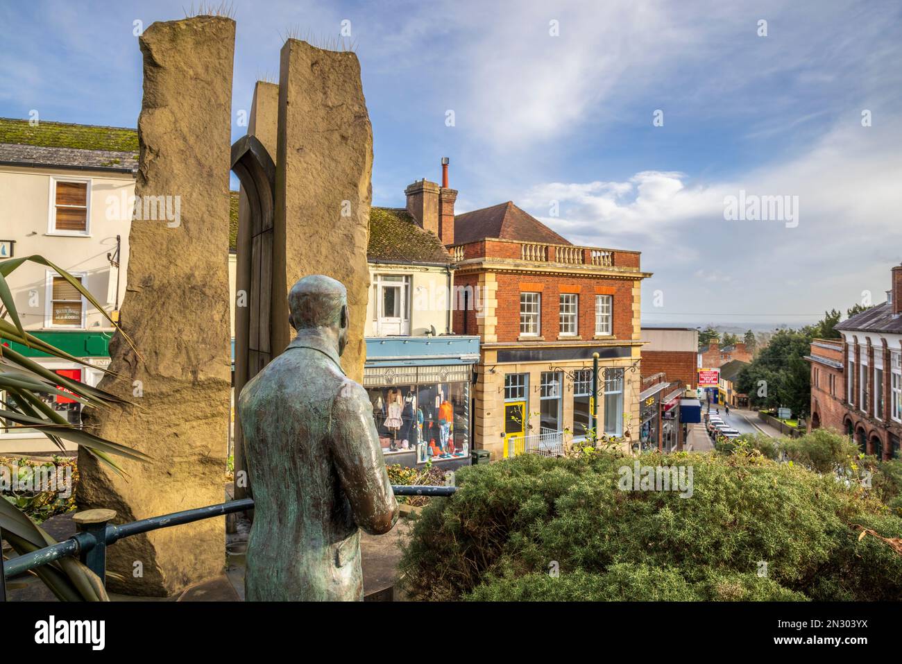 The statue of Edward Elgar on Belle Vue Island looking down Church ...