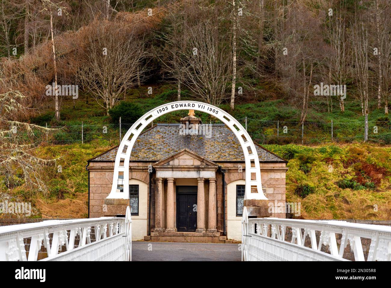Victoria Bridge the white bridge over the River Dee at Mar Lodge the ...