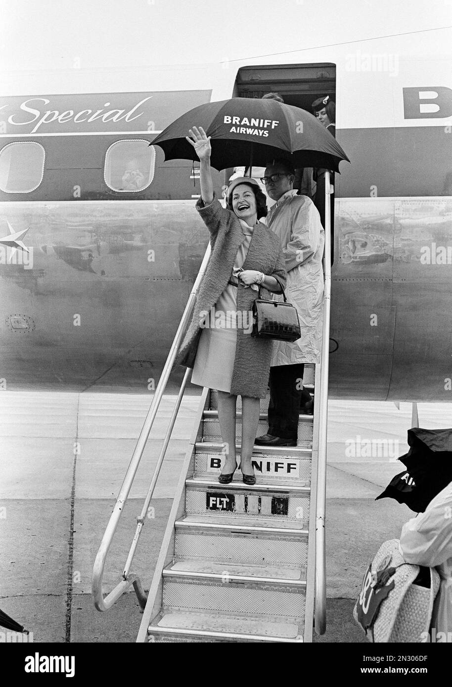 Lady Bird Johnson, wife of President Lyndon Johnson, greets well ...