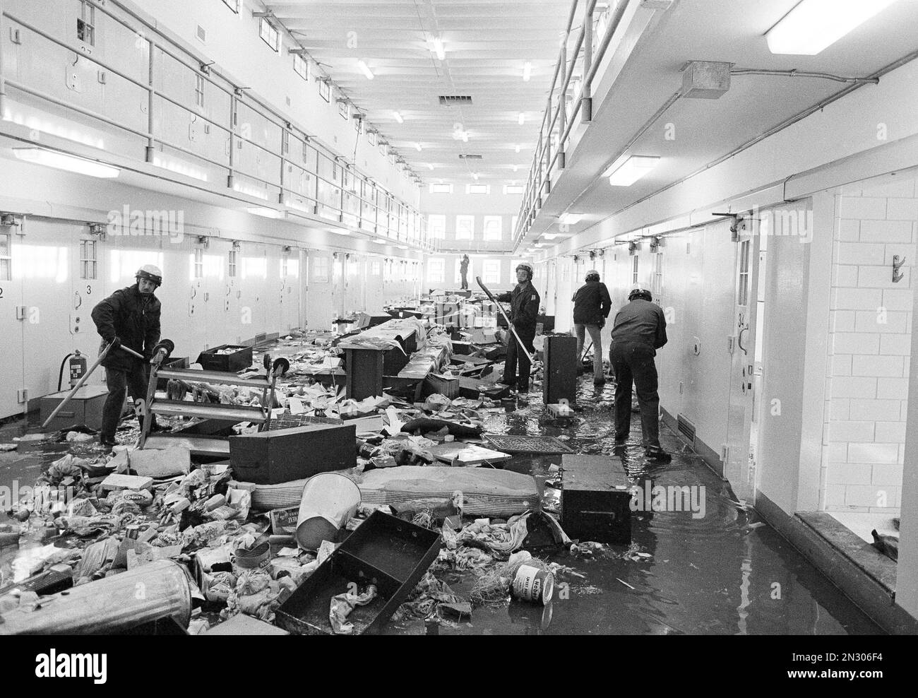 FILE - This Feb. 4, 1980 file photo shows guards at the New Mexico ...