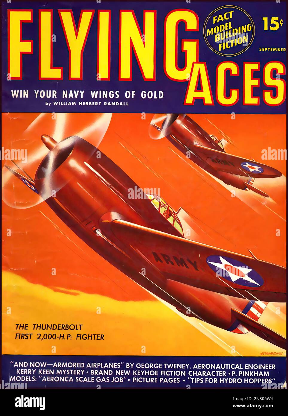 FLying Aces 1941 1st 2,000 hp fighter! - American magazine cover during World War II Stock Photo ...