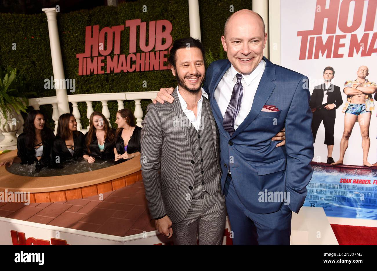 Andrew Panay, left, producer of "Hot Tub Time Machine 2," mingles with ...