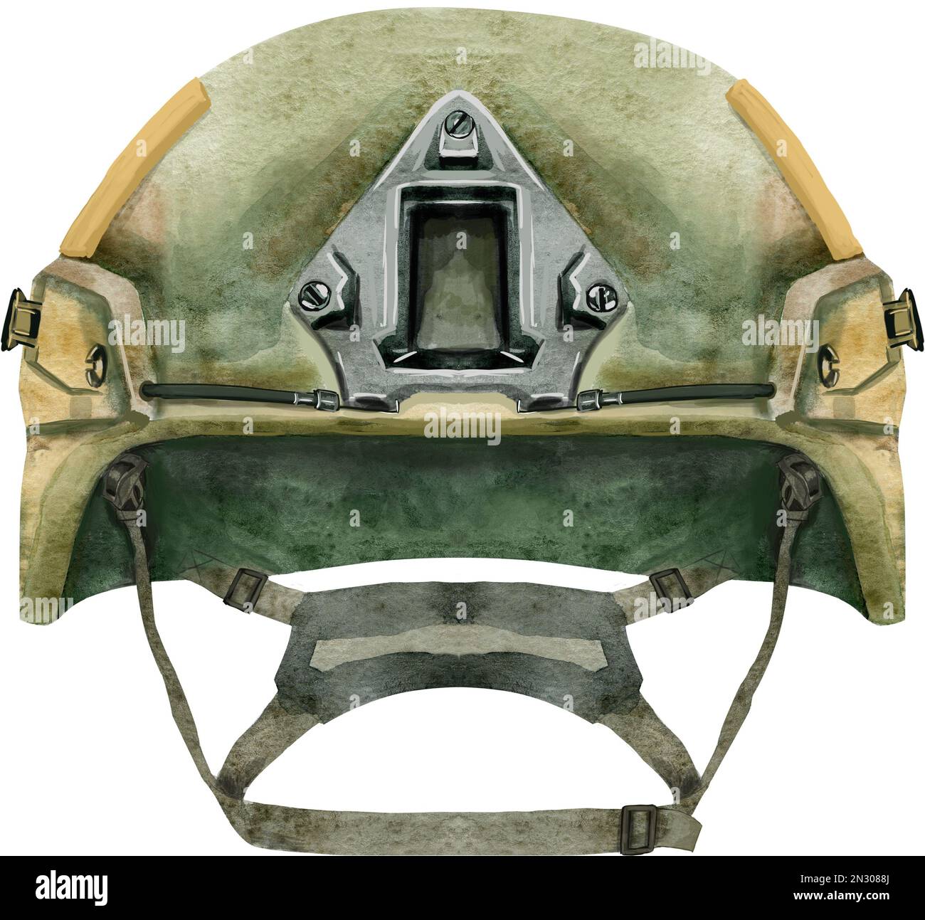 Watercolor Military tactical helmet. For clothing design Stock Photo ...