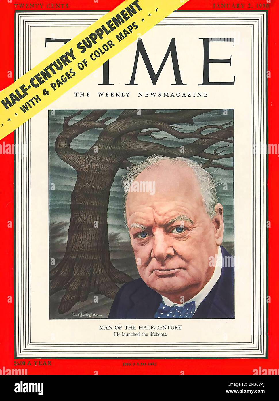 Time Magazine - 1950 honoring Churchill - Vintage American magazine ...