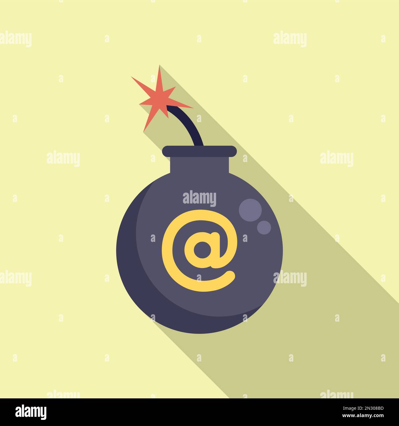 Malware bomb icon flat vector. Laptop error. Data email Stock Vector ...