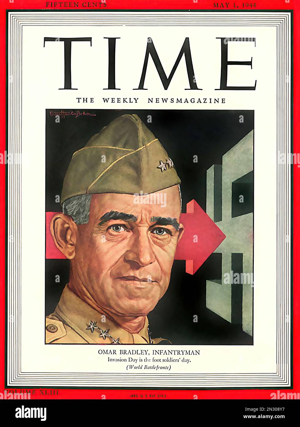 Time Magazine - 1944 Gen. Omar Bradley - American magazine cover during ...