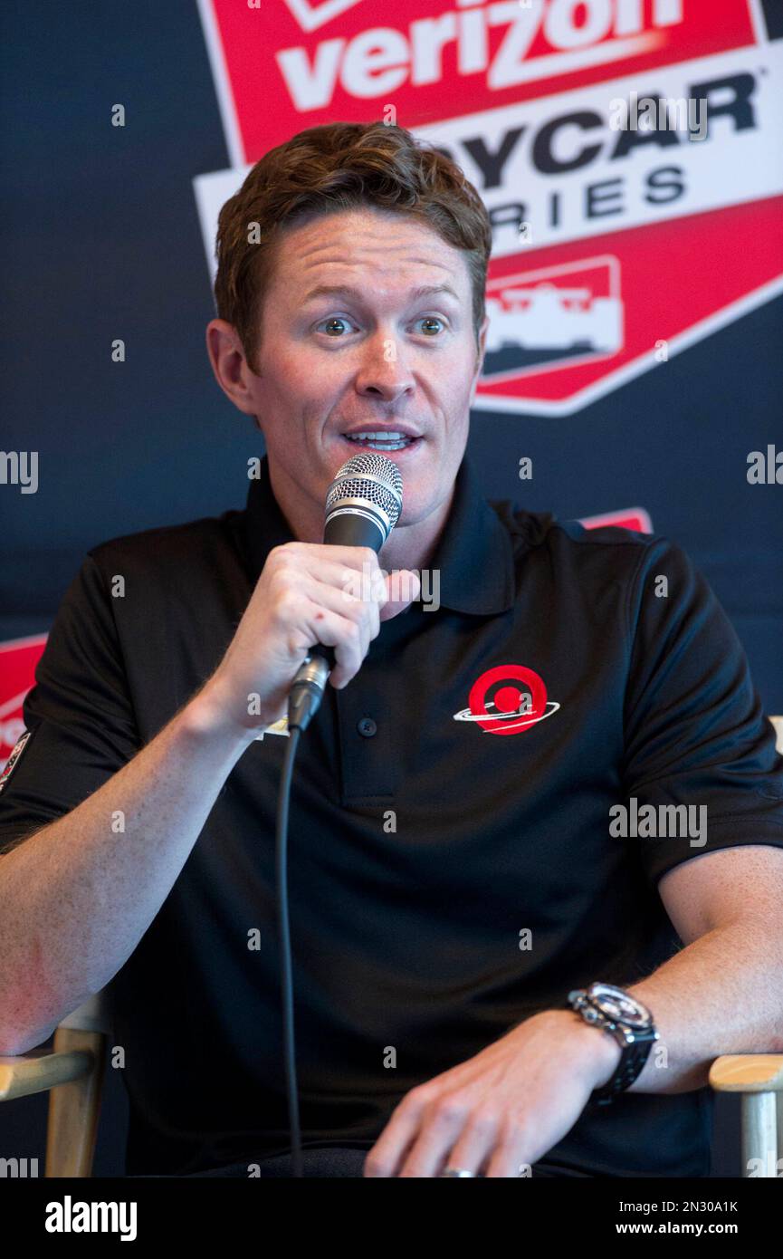 IndyCar driver Scott Dixon talks with reporters during IndyCar Media ...