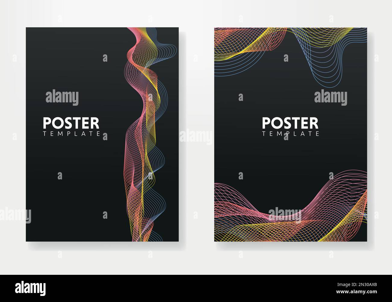 Set of minimal geometric design posters, vector template with lines ...