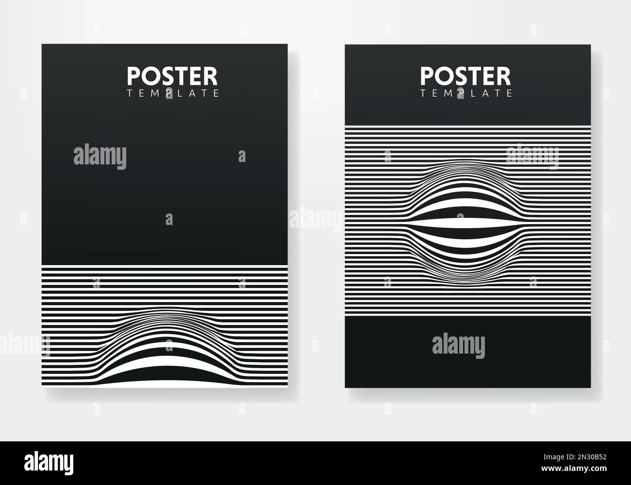 Set of minimal geometric design posters, vector template with lines ...