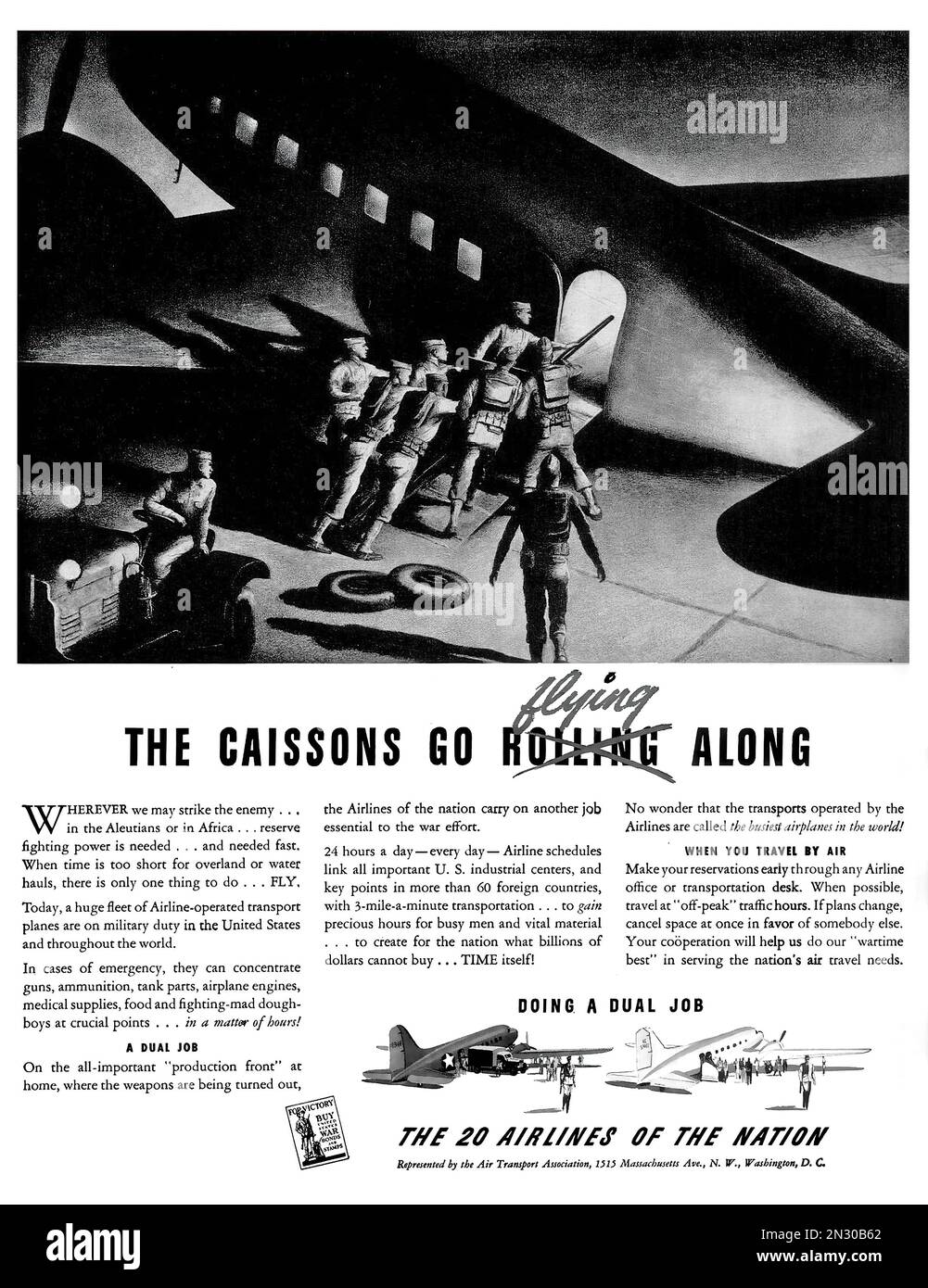 1942 flying caissons! - World War II - U.S propaganda Poster Stock ...